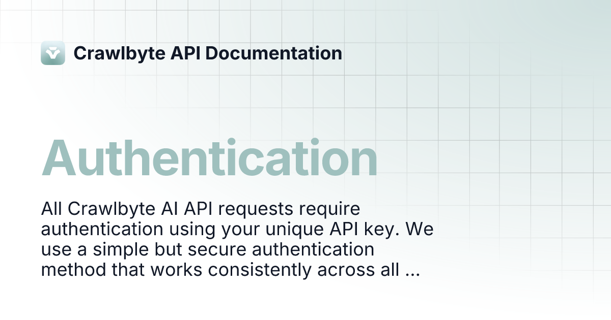 Authentication | Crawlbyte API Documentation